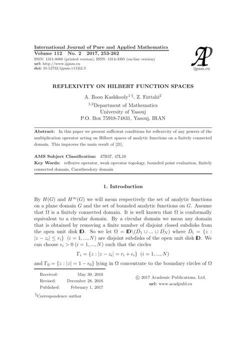 Pdf Reflexivity On Hilbert Function Spaces