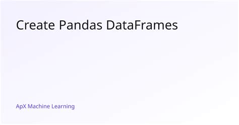 Create Pandas Dataframes