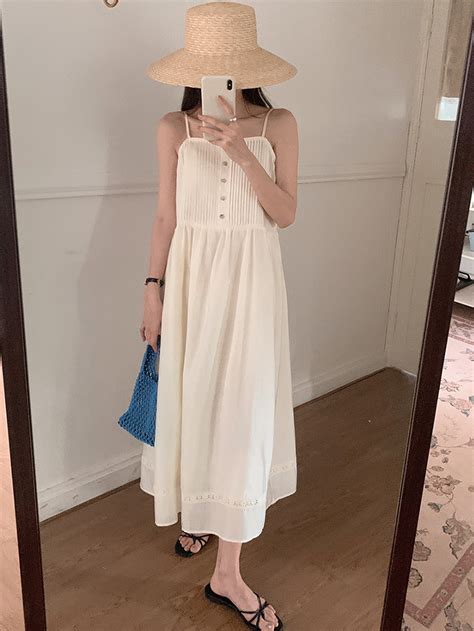 라라올 기획특가 바캉스룩💙에이샤 핀턱 뷔스티에 롱 원피스