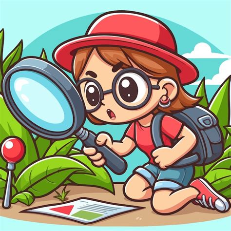 Mujer Vectorial Buscando Algo Con Una Lupa Vector Premium
