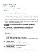 Exploring TCP And UDP Protocols In Packet Tracer Simulation Course Hero