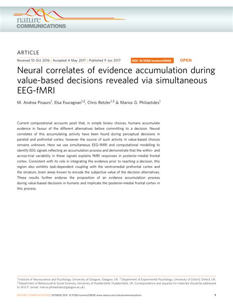 Pdf Neural Correlates Of Evidence Accumulation During Value Based Decisions Revealed Via