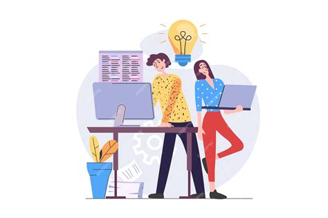 Premium Vector Programmers Concept In Modern Flat Design For Web