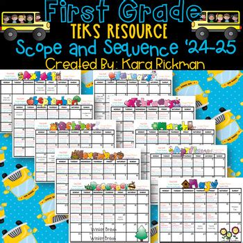 EDITABLE First Grade Scope Sequence 24 25 TPT