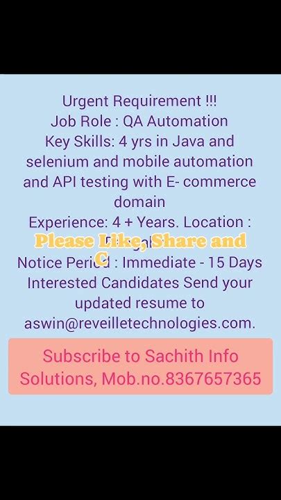 Hiring For Qa Automation Qaautomation Testingjobs Youtube