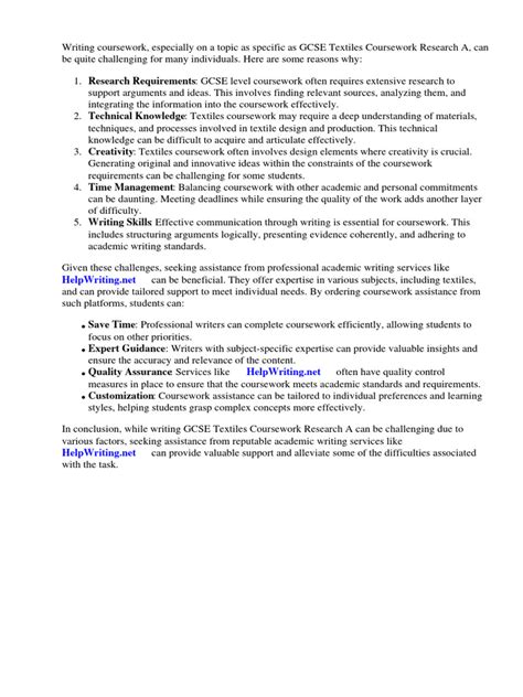 Gcse Textiles Coursework Research Analysis Pdf