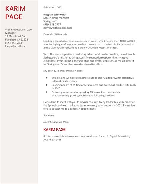 Postscript Example Letter