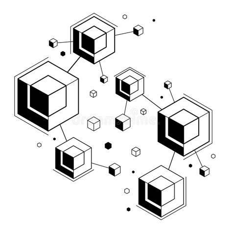 Abstract Tech Geometric Vector Background Over Dark Connected Cubes