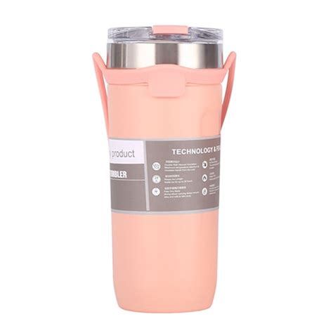 대용량 실리콘 자동차 스테인레스 스틸 커피 컵 진공 이중 레이어 컵 750ml분홍색
