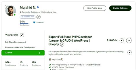 Upwork Freelancer Php Programming Wordpress Shopify Website
