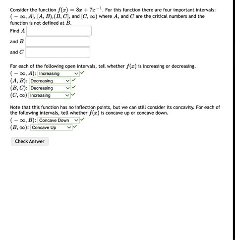 solved consider the function f x 8x 7x−1 for this function