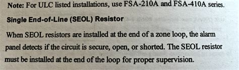☑ End Of Line Resistor