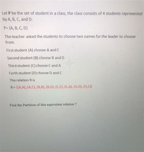 Solved Let P Be The Set Of Babe In A Class The Class Chegg Com