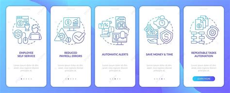 Benefits Of Payroll Processing Software Mobile Onboarding App Screen In Blue Gradient Vector