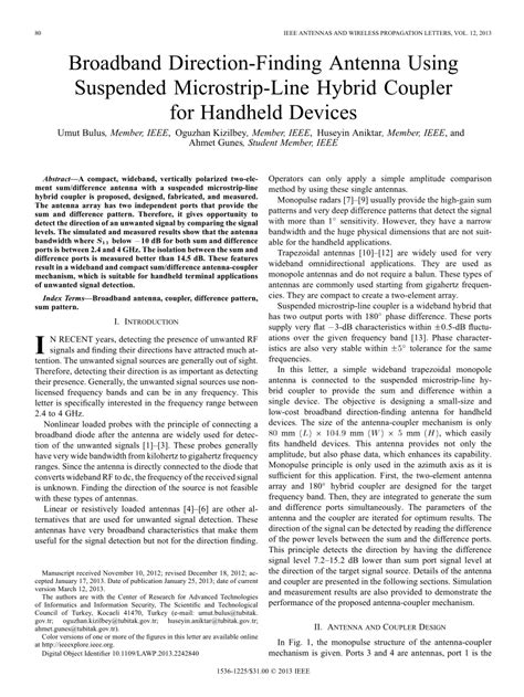 Pdf Broadband Direction Finding Antenna Using Suspended Microstrip Line Hybrid Coupler For
