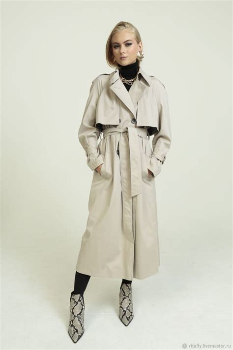 414 Длинный плащ тренч женский в интернет магазине Ярмарка Мастеров по цене 13000 ₽ Gn2mxru