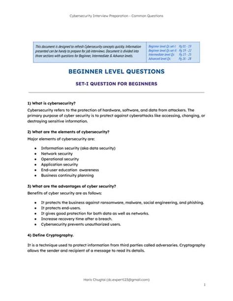 Cybersecurity Interview Preparation Questionspdf