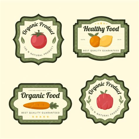 건강 식품 라벨 컬렉션 무료 벡터