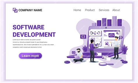 Premium Vector Software Development And Programmers Landing Page