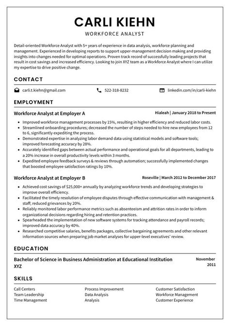 Workforce Analyst Resume Cv Example And Writing Guide