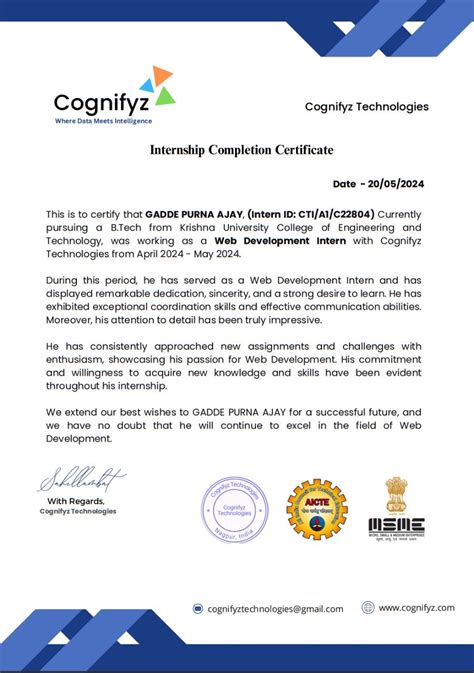 purna ajay on linkedin cognifyz webdevelopment