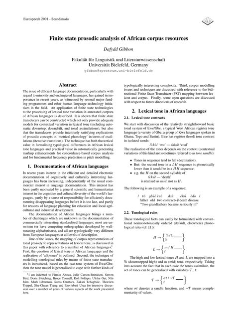 Pdf Finite State Prosodic Analysis Of African Corpus Resources