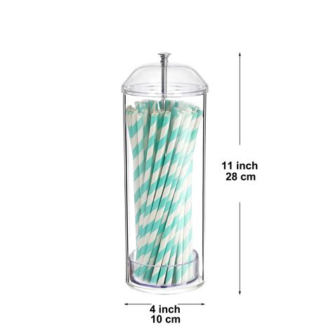 Youngever Straw Dispenser Plastic Straw Holder With Lid Drinking Straw Container With Lid