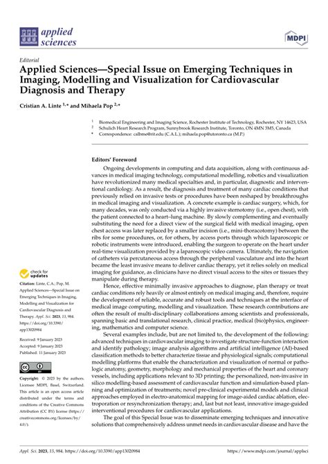 Pdf Applied Sciences—special Issue On Emerging Techniques In Imaging Modelling And