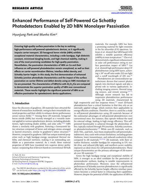 Enhanced Performance Of Self‐powered Ge Schottky Photodetectors Enabled