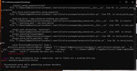 Bug Stuck Preparing Metadata Setuppyerror · Issue 2303 · Invoke