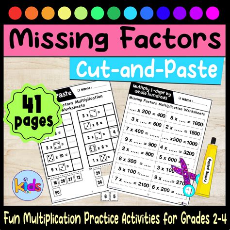 Cut And Paste Multiplication Missing Factor Fun Worksheet Made By