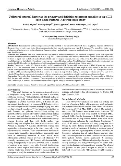 Pdf Unilateral External Fixator As The Primary And Definitive