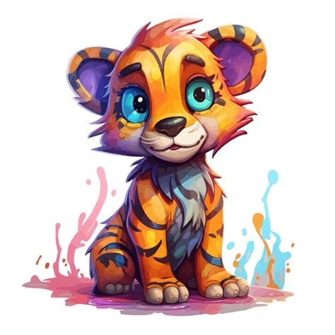 귀여운 호랑이 일러스트 1 프리미엄 Ai 생성 벡터