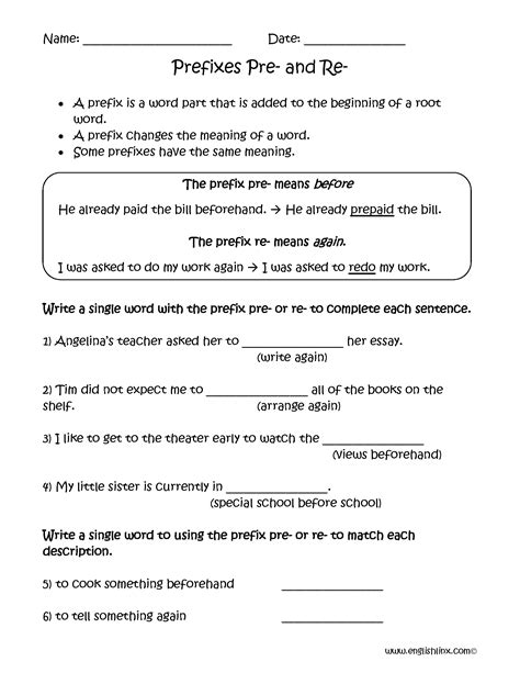Prefix Pre Worksheet Prefixes Worksheet Teacher Made Twinkl