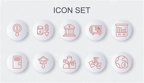 Set Line Global Economic Crisis Prison Cell Door Bank Building Tearing Money Banknote Dollar