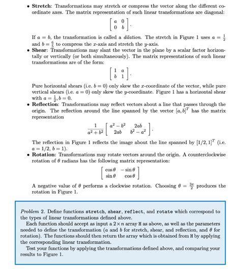 Solved Need Help With This Linear Transformation Lab With