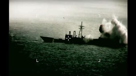 watch american and british forces turn a warship into a fireball