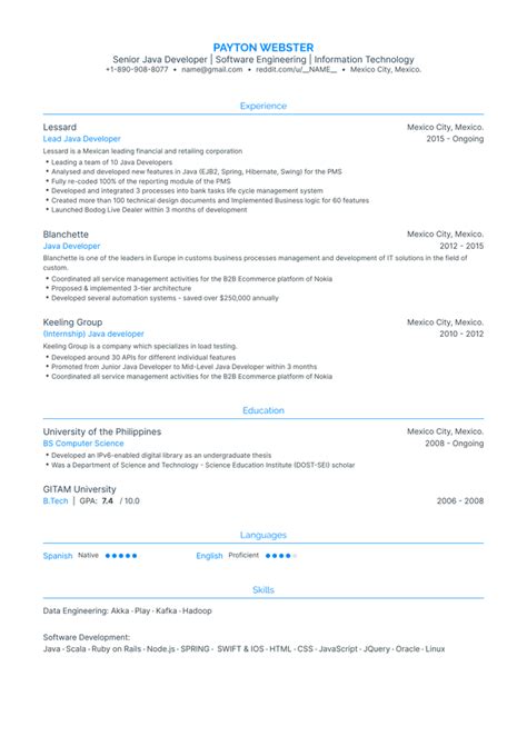 Junior Java Developer Resume Examples Guide For
