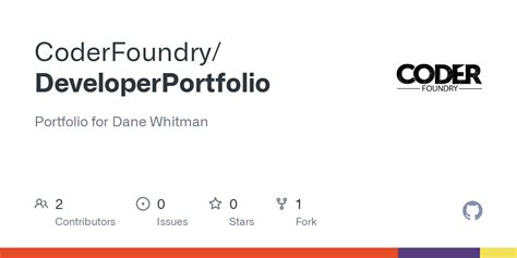 Github Coderfoundrydeveloperportfolio Portfolio For Dane Whitman