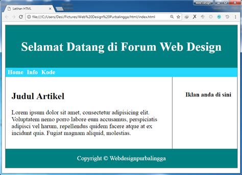 Tutorial Belajar Html 15 Layout Pada Html Web Design Purbalingga