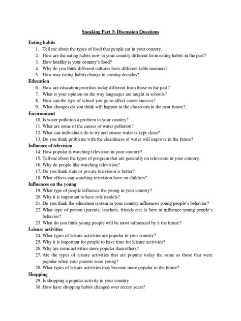 Questions Speaking Part 3 Pdf Tourism Risk