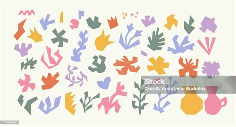 컷아웃 요소가 분리되었습니다 종이를 잘라낸 형태 현대적인 스타일의 유기적인 추상적인 모양 나뭇잎과 꽃 0명에 대한 스톡 벡터 아트 및 기타 이미지 Istock