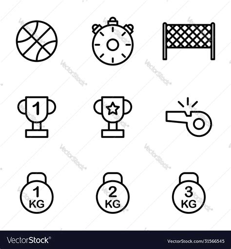 Sport Icon Set Outline Style Including Ball Vector Image
