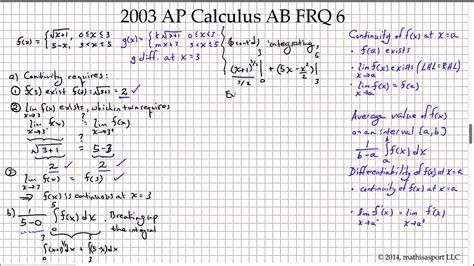 2003 AP Calculus AB FRQ 6 YouTube