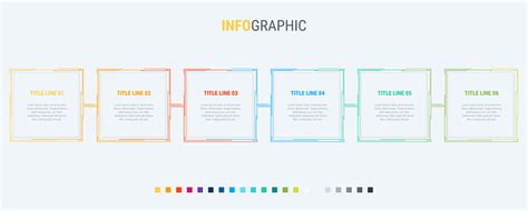 인포그래픽 템플릿 아름 다운 색상의 6 단 사각형 디자인 프레젠테이션을 위한 벡터 타임라인 요소입니다 개념에 대한 스톡 벡터 아트 및 기타 이미지 Istock