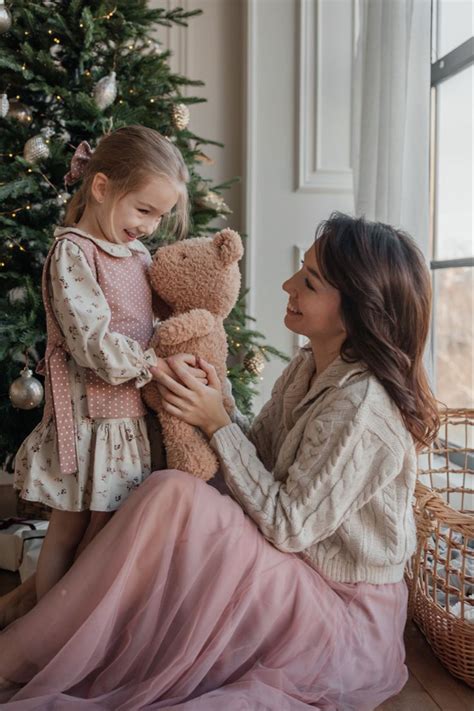 Сама и дочка Рождественская фотография Новый год Позы для