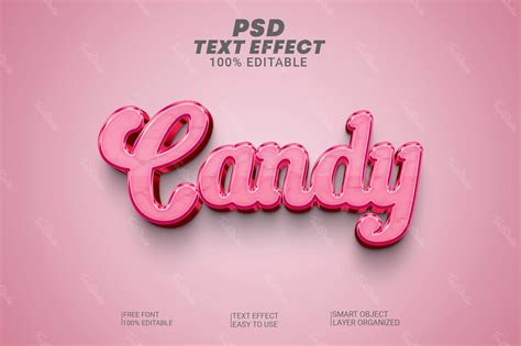Candy Pink Glossy Cursive Girl 3d Text Effect Photoshop Premium Psd File