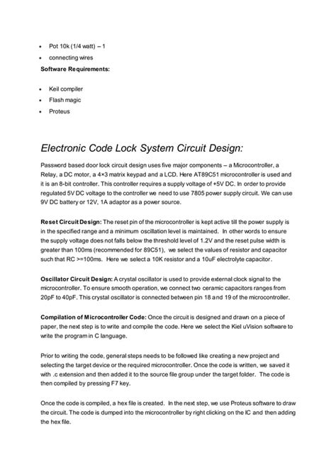 Password Based Door Lock System Using 8051 Microcontroller Final Report Docx Home Security