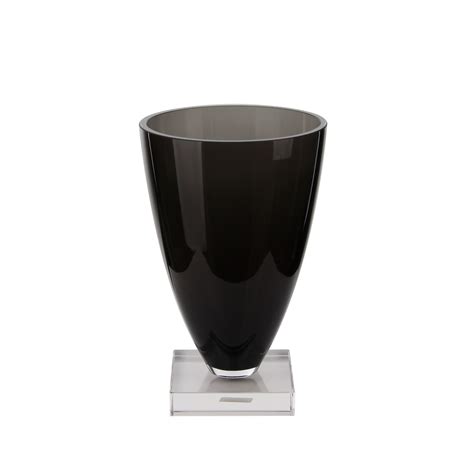 Elegant Smoky Gray Tapered Glass Vase Two Sizes Available Huicaiglass