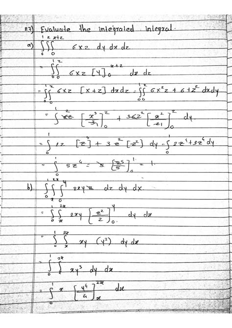 Solution Triple Integral And Integrated Integral Questions With Answer